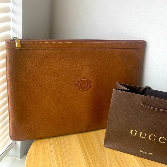 Gucci | Accessories | Rare Beautiful Authentic Gucci Leather Laptop Bag ...